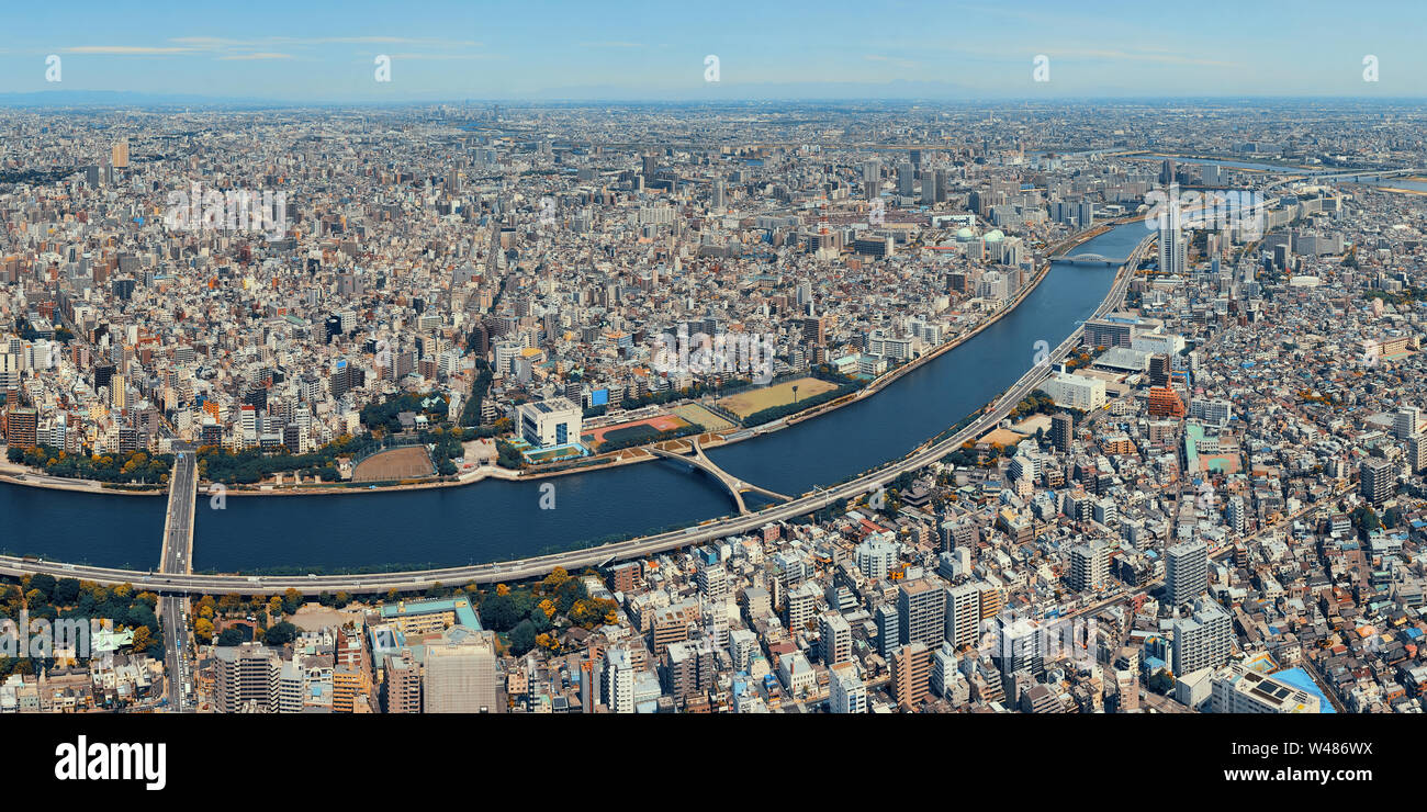 Tokyo urban skyline rooftop view with river, Japan Stock Photo - Alamy
