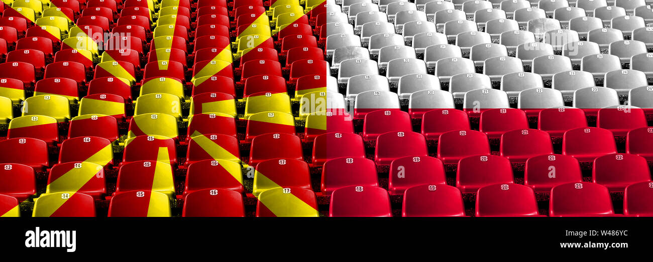Macedonia, Macedonian, Poland, Polish stadium seats concept. European ...