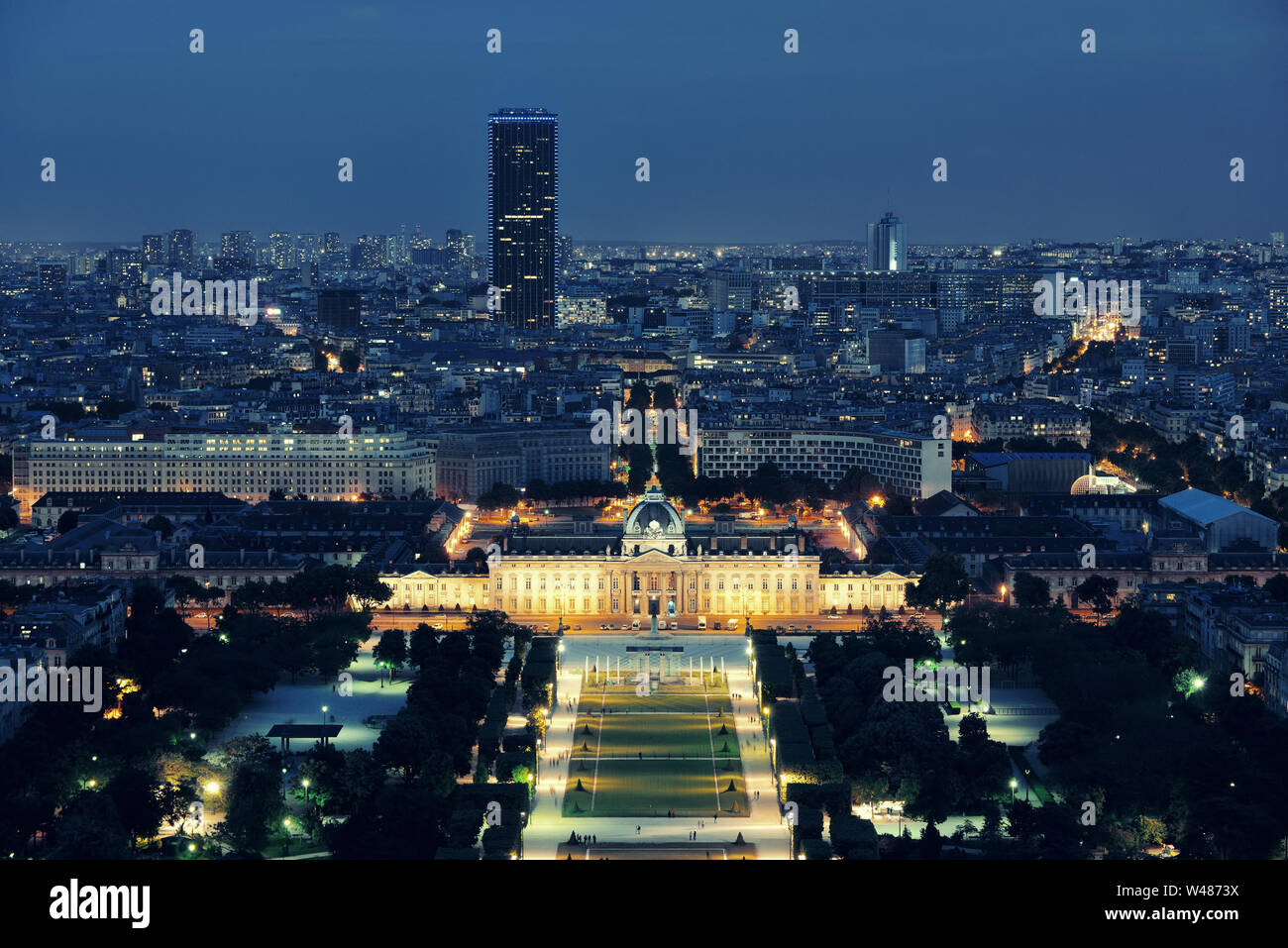 Paris city skyline rooftop view at night, France Stock Photo - Alamy