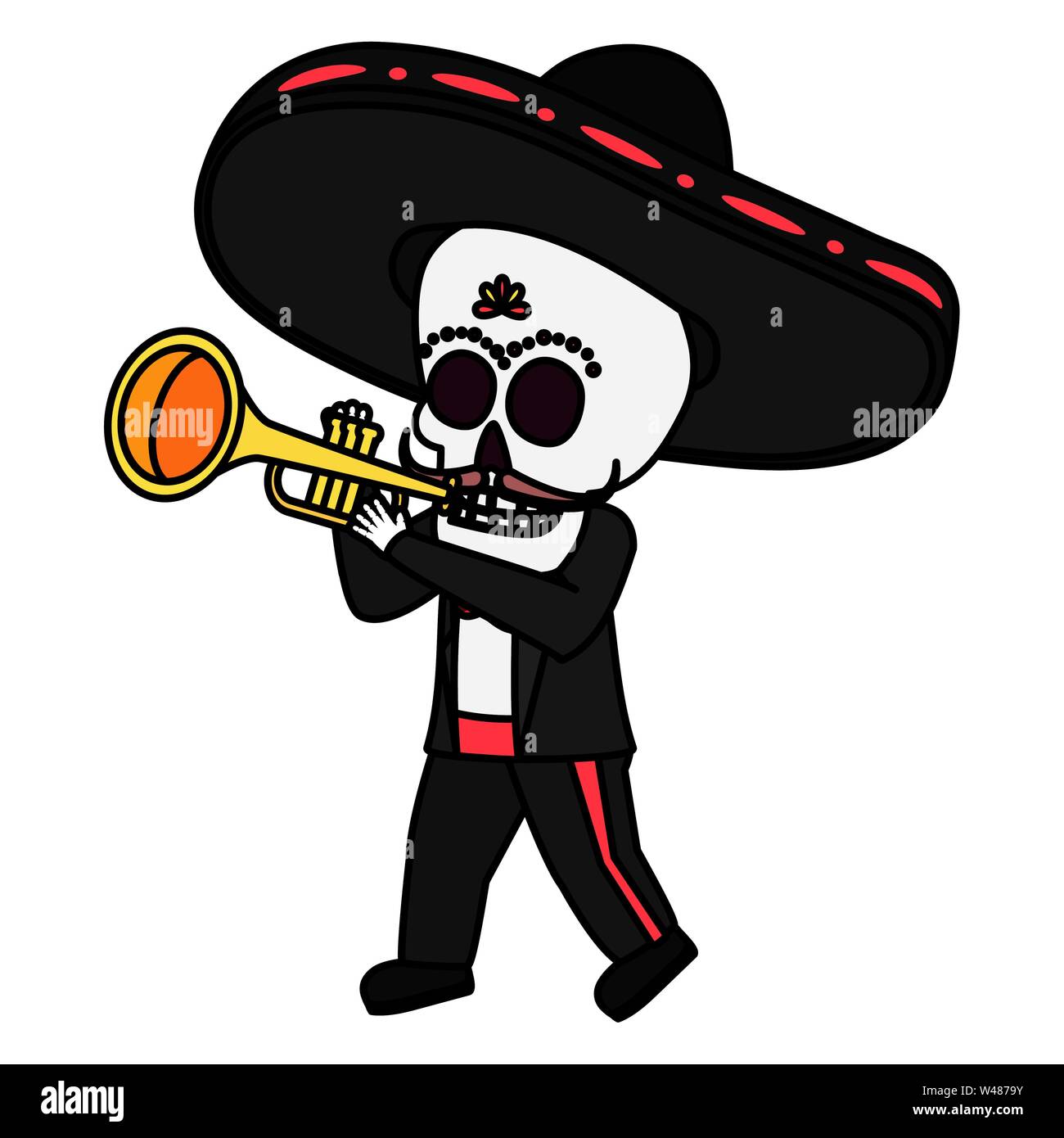 mexican skull mariachi playing trumpet Stock Vector Image & Art - Alamy
