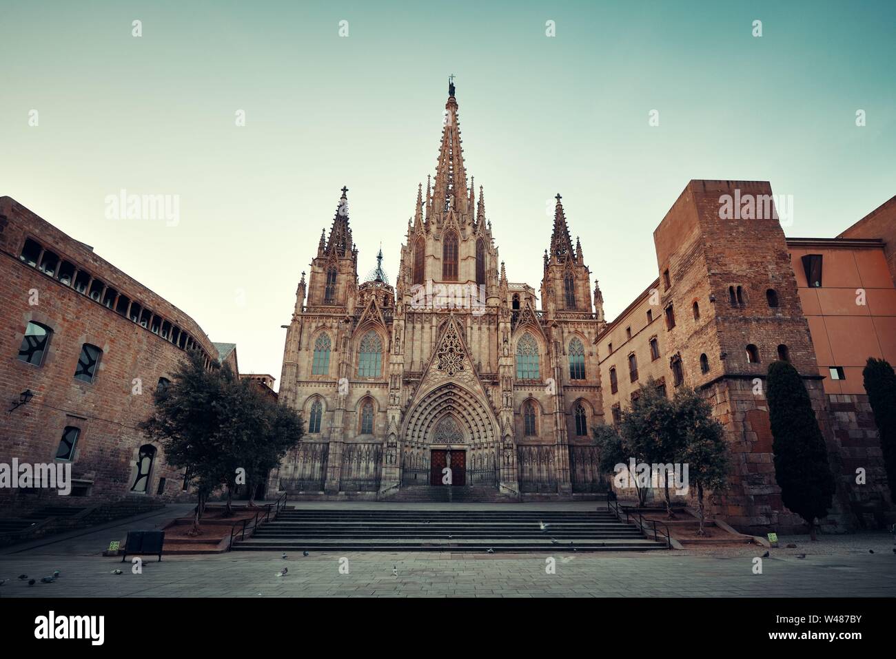 Barcelona Cathedral in Gothic Quarter in Barcelona Spain Stock Photo ...