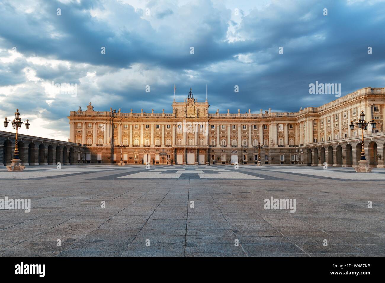 Royal Palace historical building closeup view in Madrid Spain Stock ...