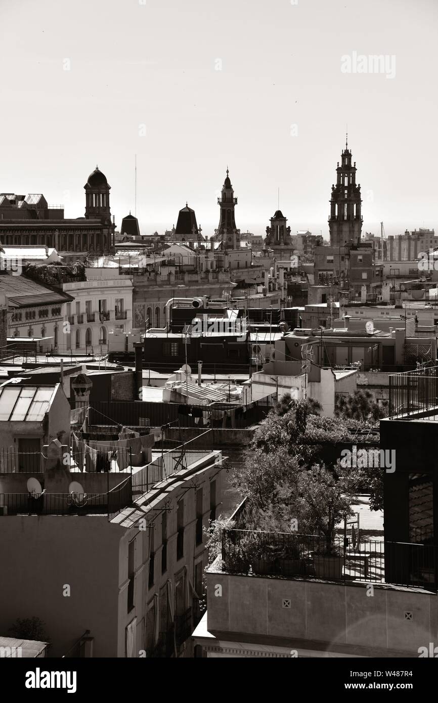 Barcelona rooftop view with city architecture in Spain Stock Photo - Alamy