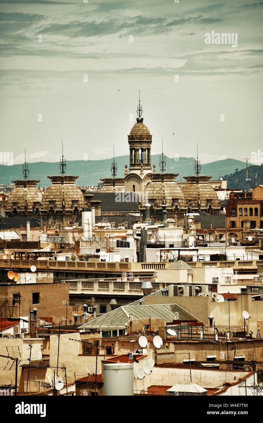 Barcelona skyline view with city buildings in Spain Stock Photo - Alamy