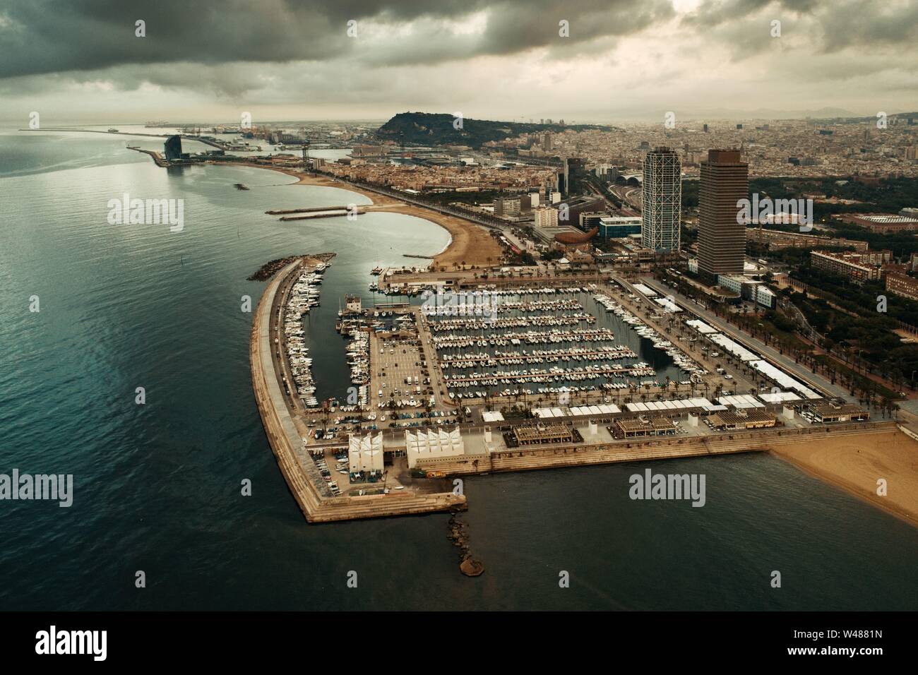 Coast aerial view of Barcelona in Spain Stock Photo - Alamy