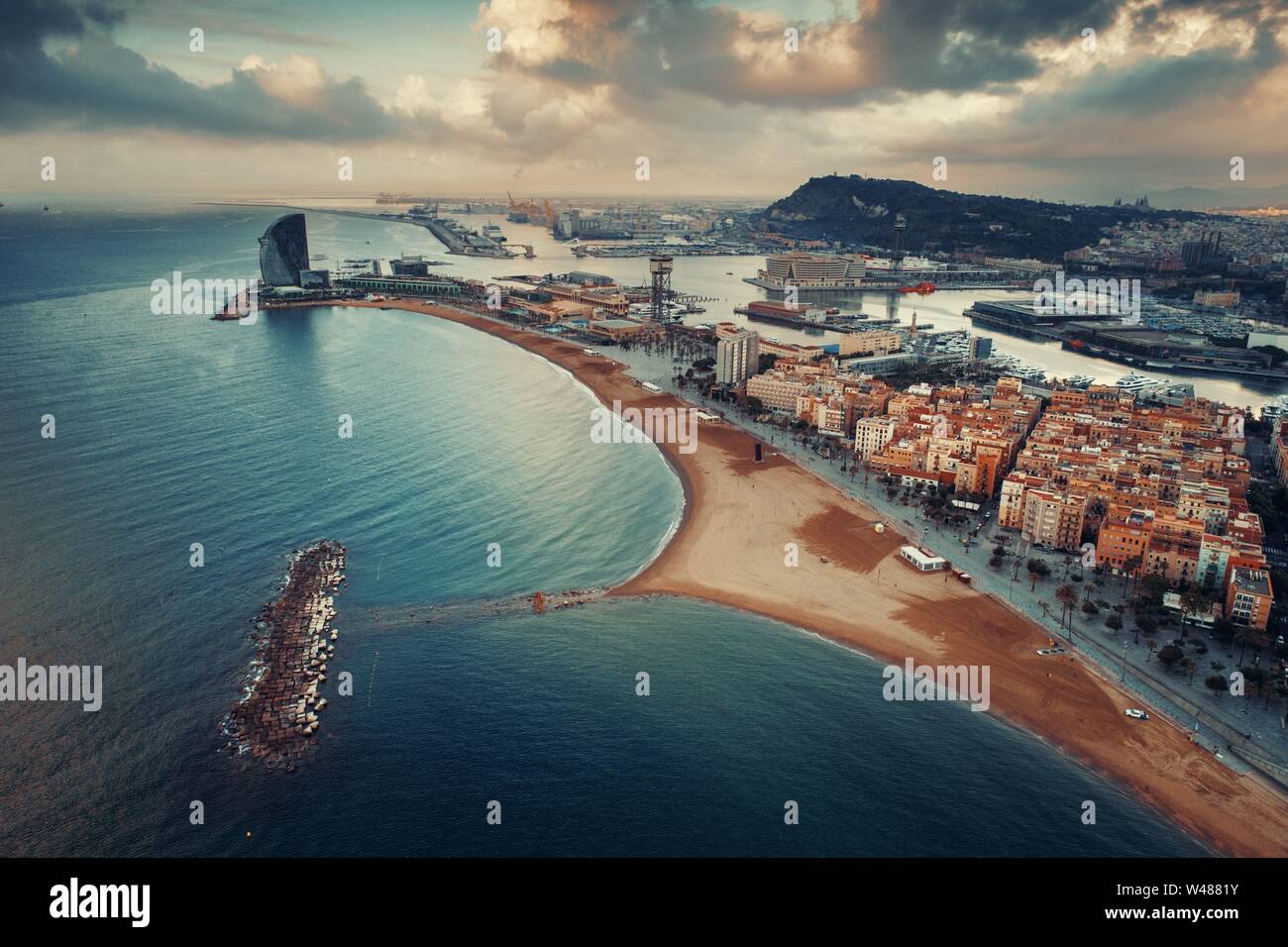 Barcelona coast pier aerial view in Spain Stock Photo - Alamy