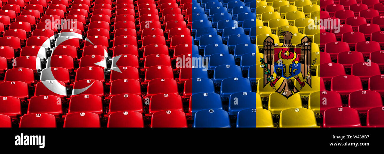 Turkey, Turkish, Moldova, Moldovan stadium seats concept. European ...