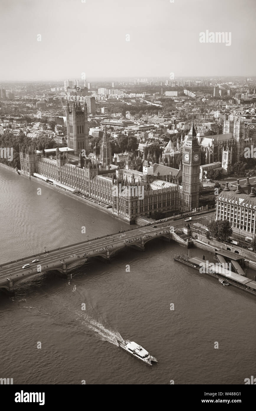 London Westminster rooftop view panorama with urban architectures Stock ...