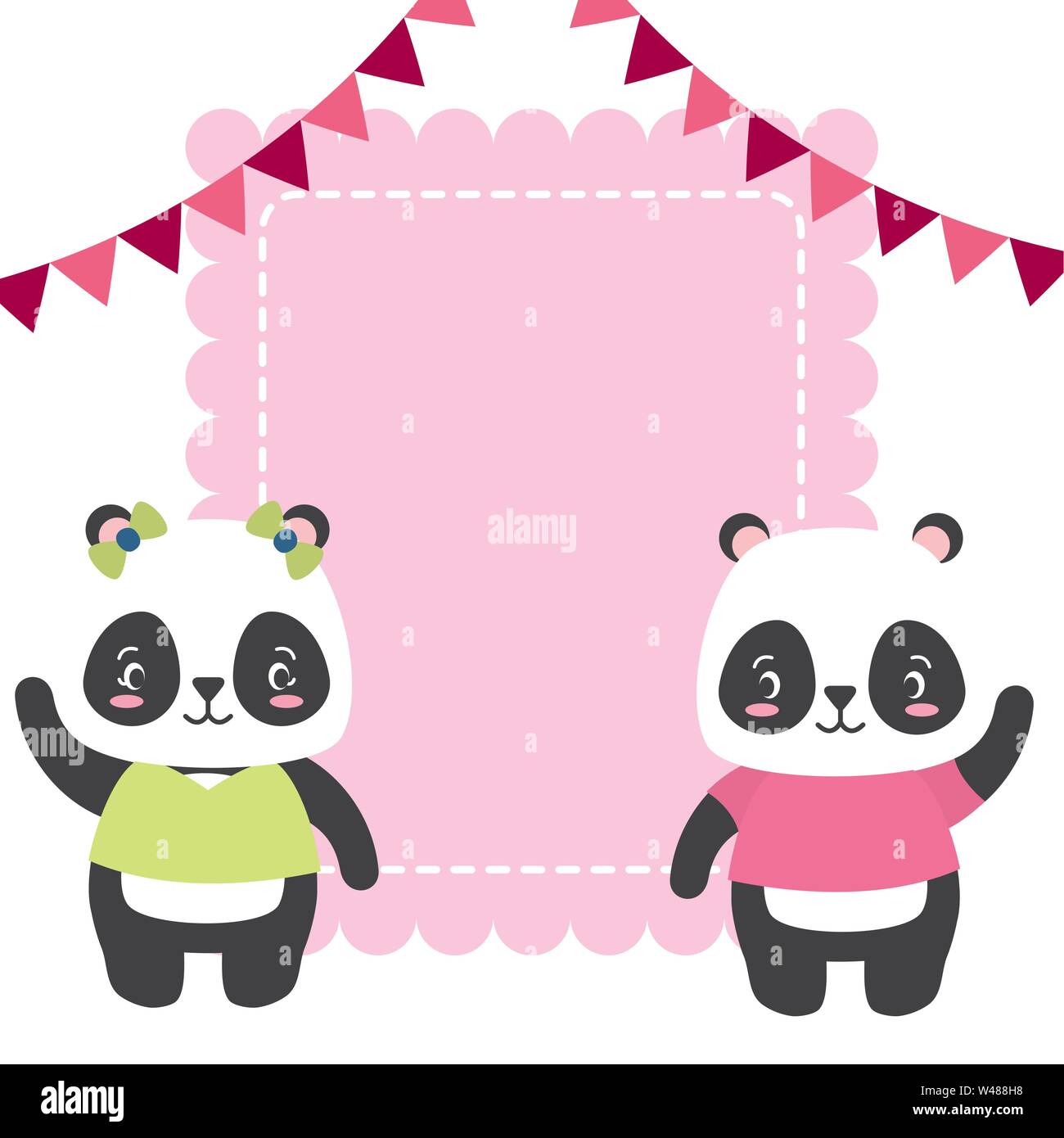 cute couple panda animals greeting card Stock Vector Image & Art - Alamy