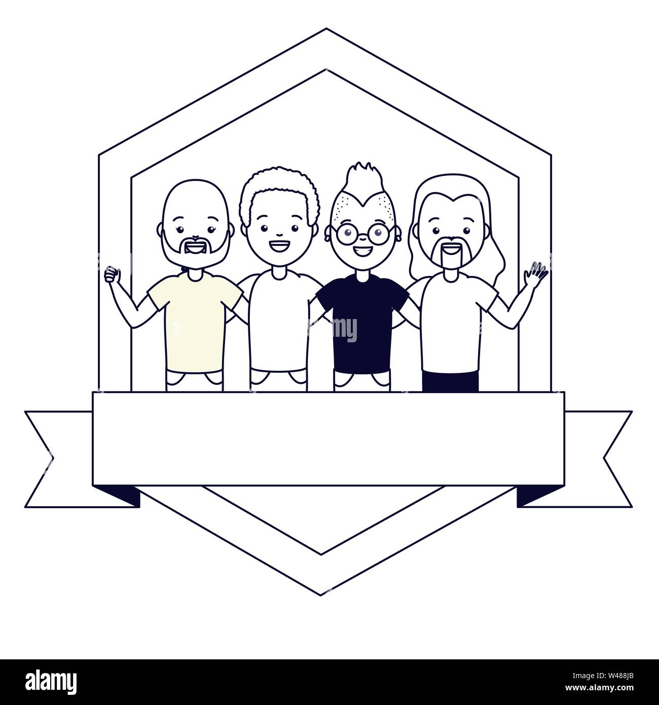 happy group people men hugging banner Stock Vector Image & Art - Alamy