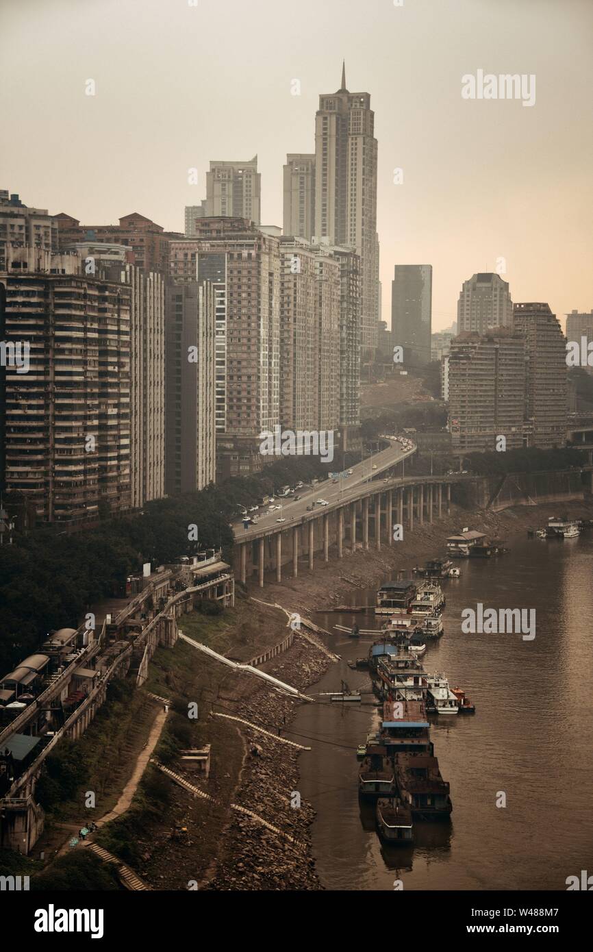 Aerial view of urban buildings and city skyline in Chongqing Stock ...