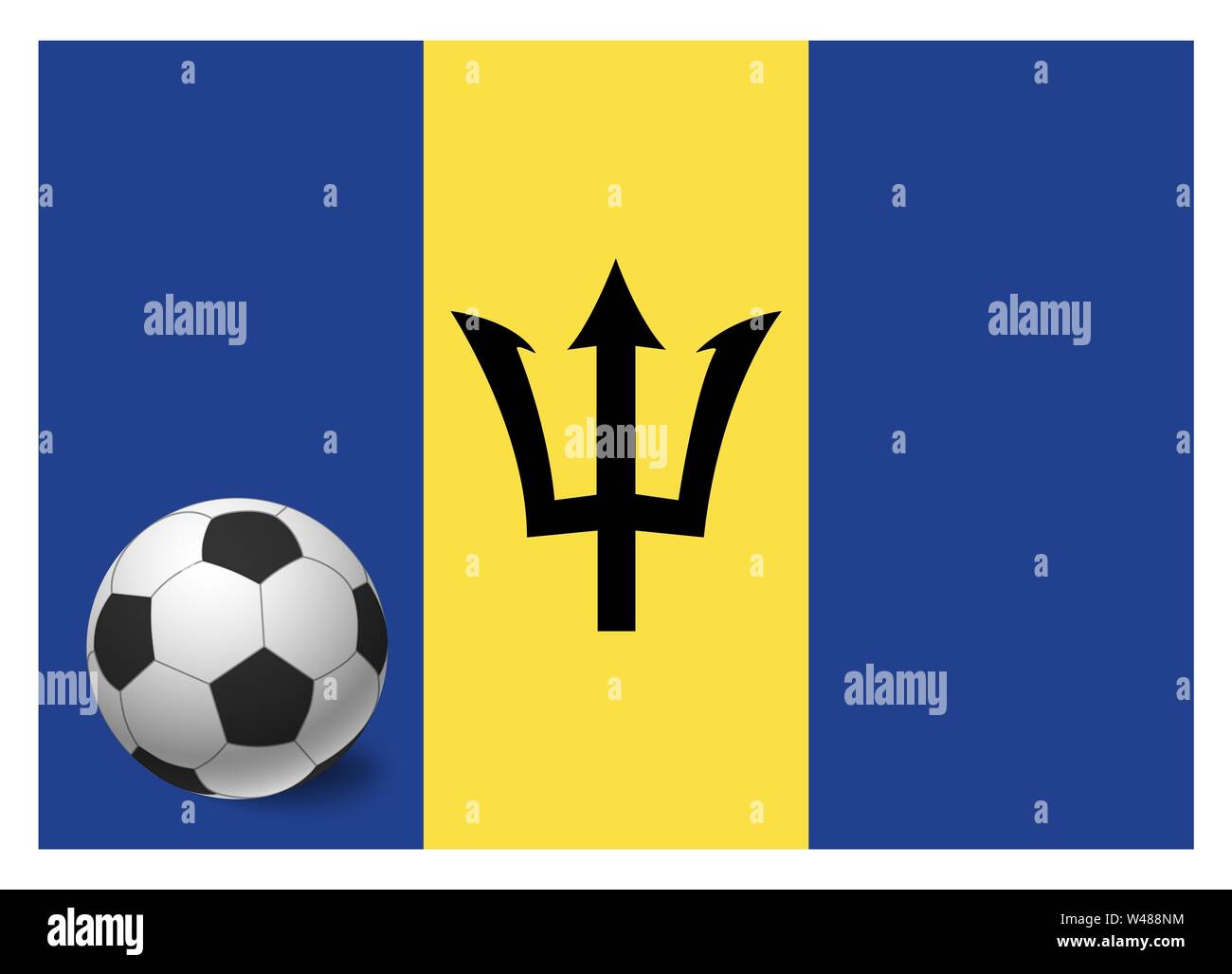 Barbados flag and soccer ball. National football background. Soccer ...
