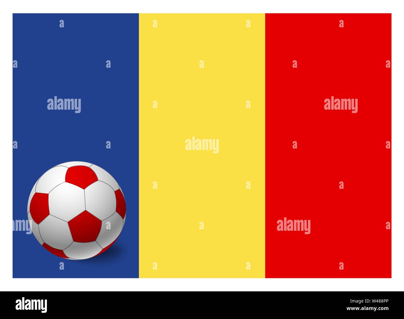 Chad flag and soccer ball. National football background. Soccer ball ...