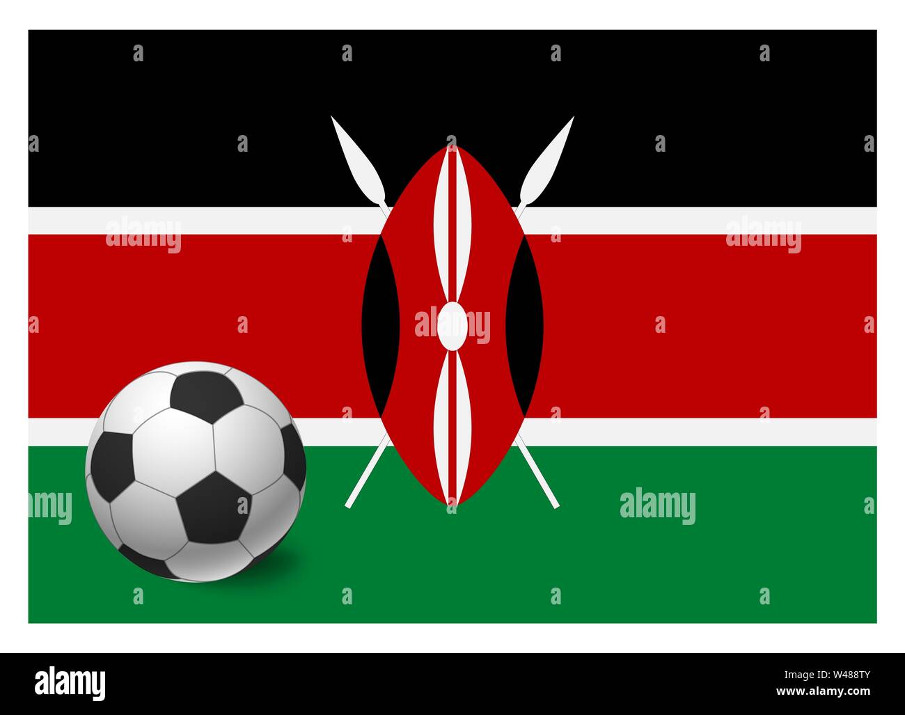 Kenya flag and soccer ball. National football background. Soccer ball ...