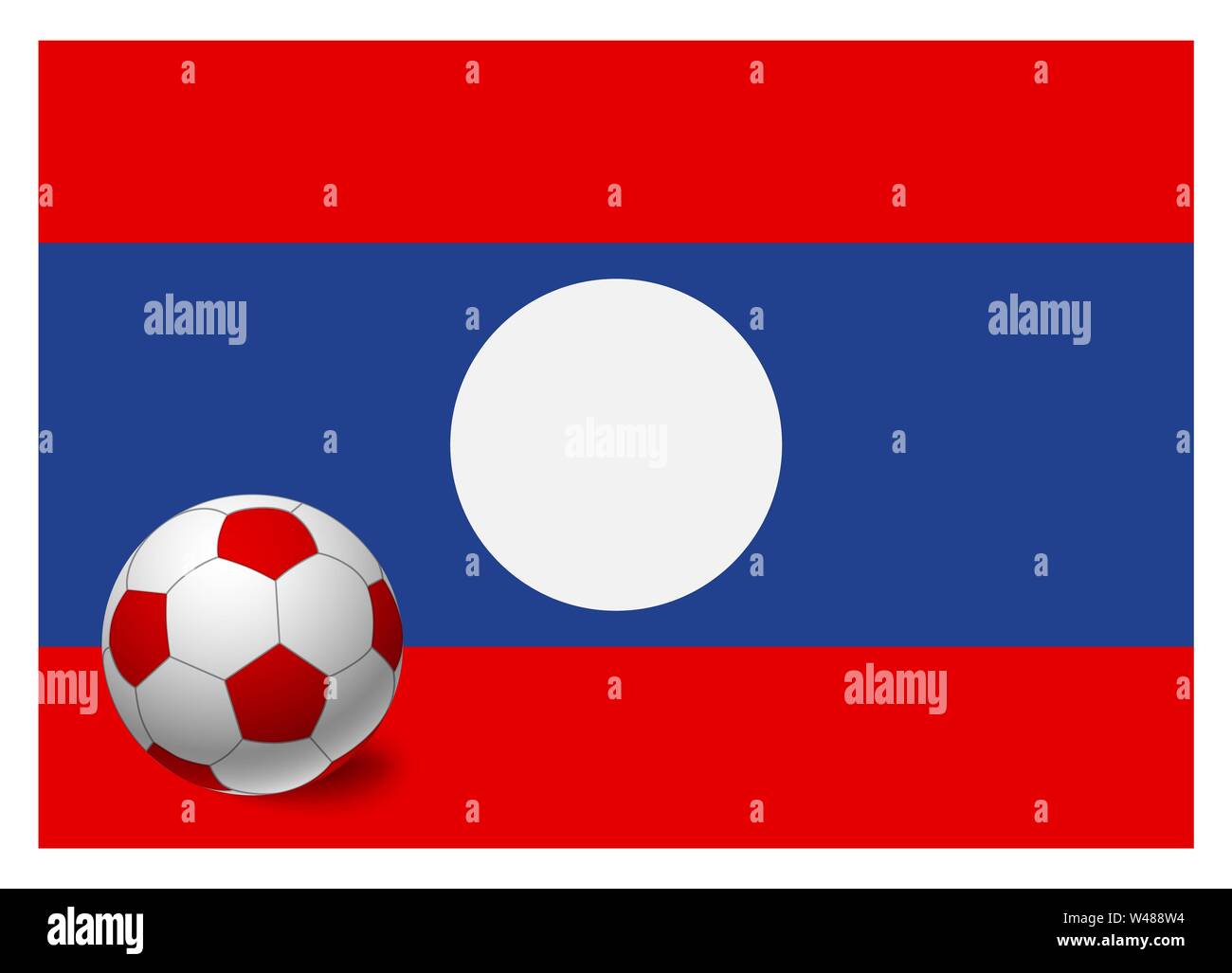 Laos flag and soccer ball. National football background. Soccer ball ...