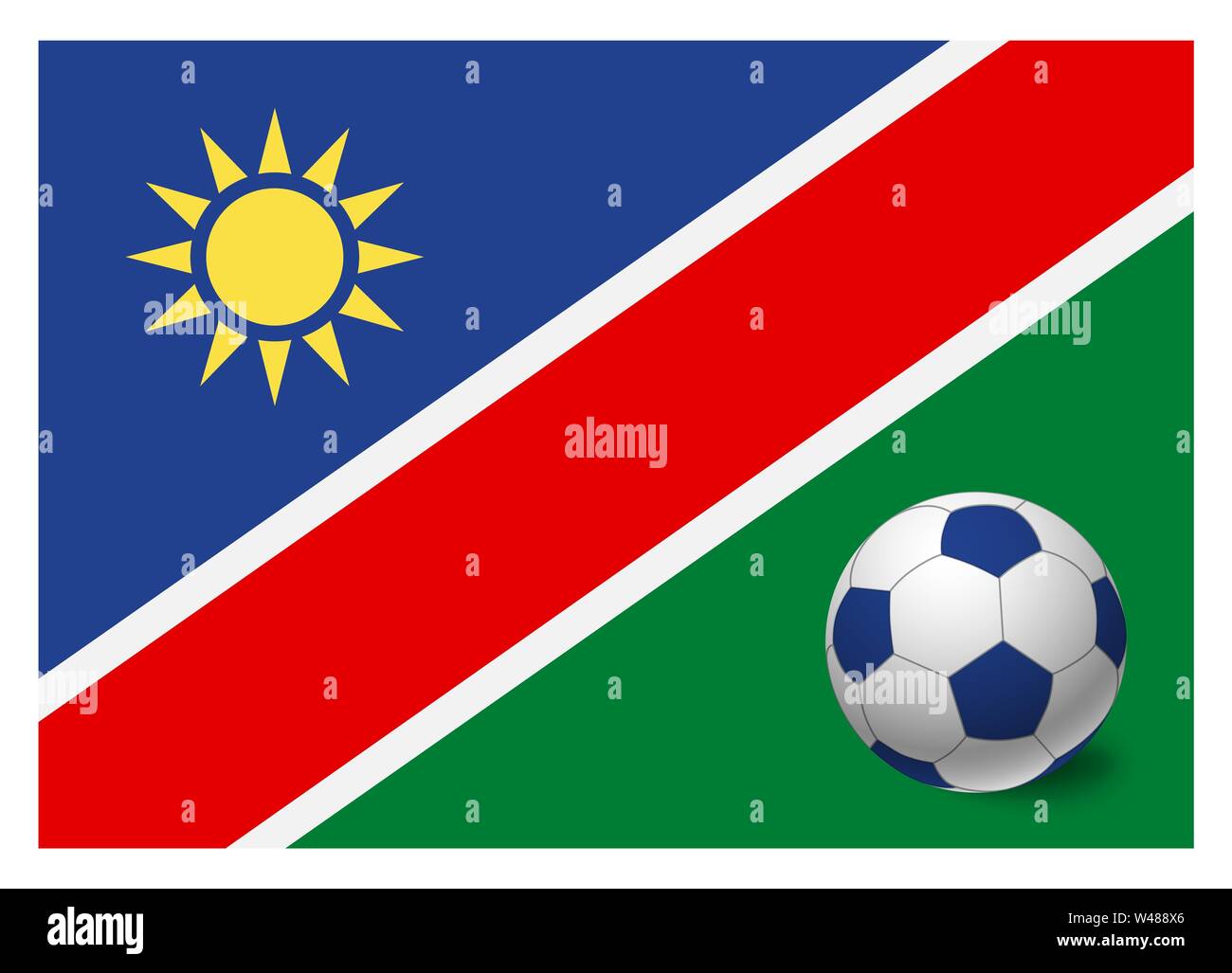 Namibia flag and soccer ball. National football background. Soccer ball ...