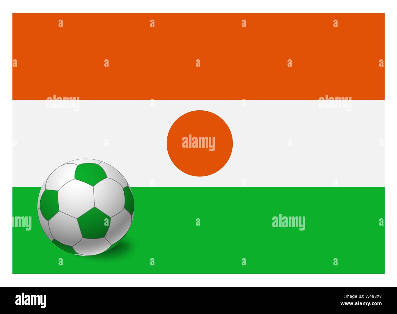 Niger flag and soccer ball. National football background. Soccer ball ...