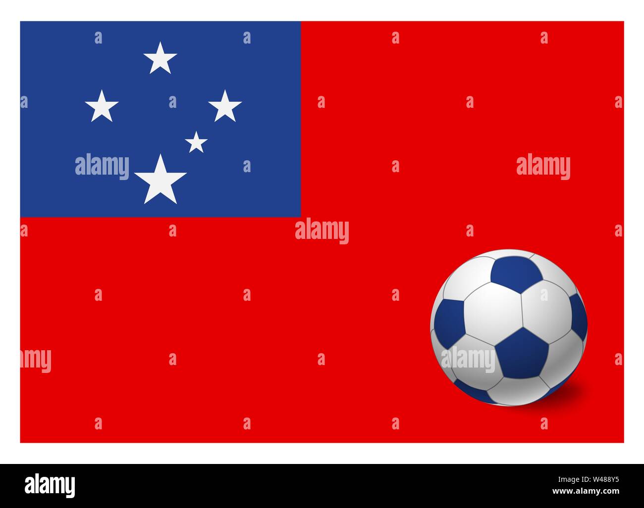 Samoa flag and soccer ball. National football background. Soccer ball ...