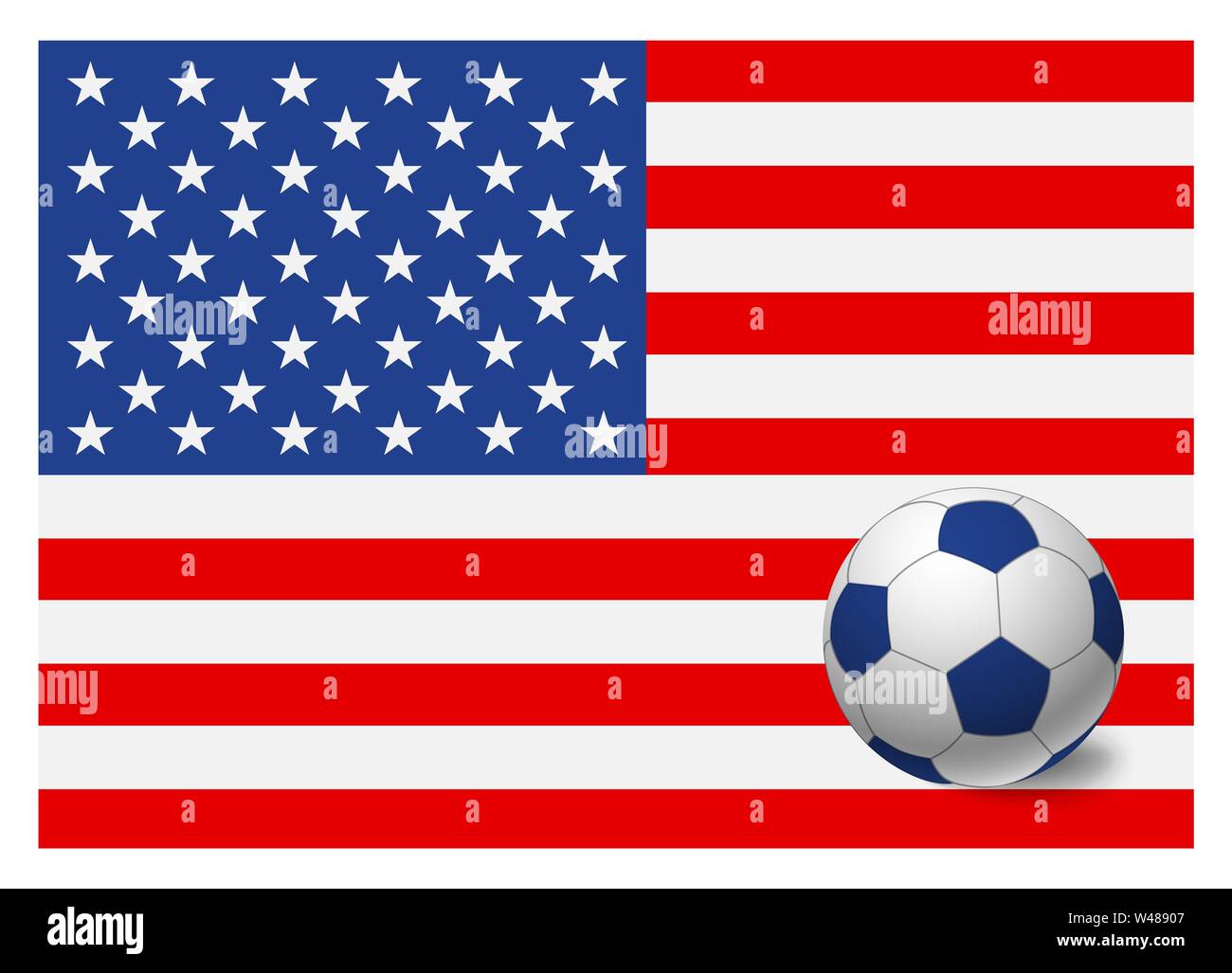United States of America flag and soccer ball. National football ...