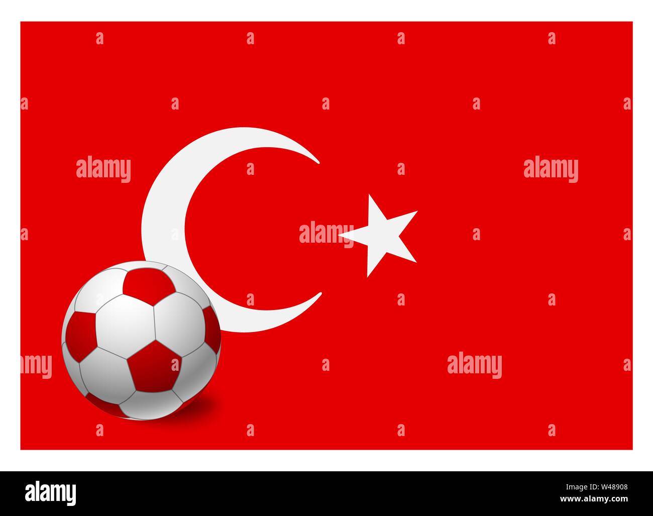 Turkey flag and soccer ball. National football background. Soccer ball ...