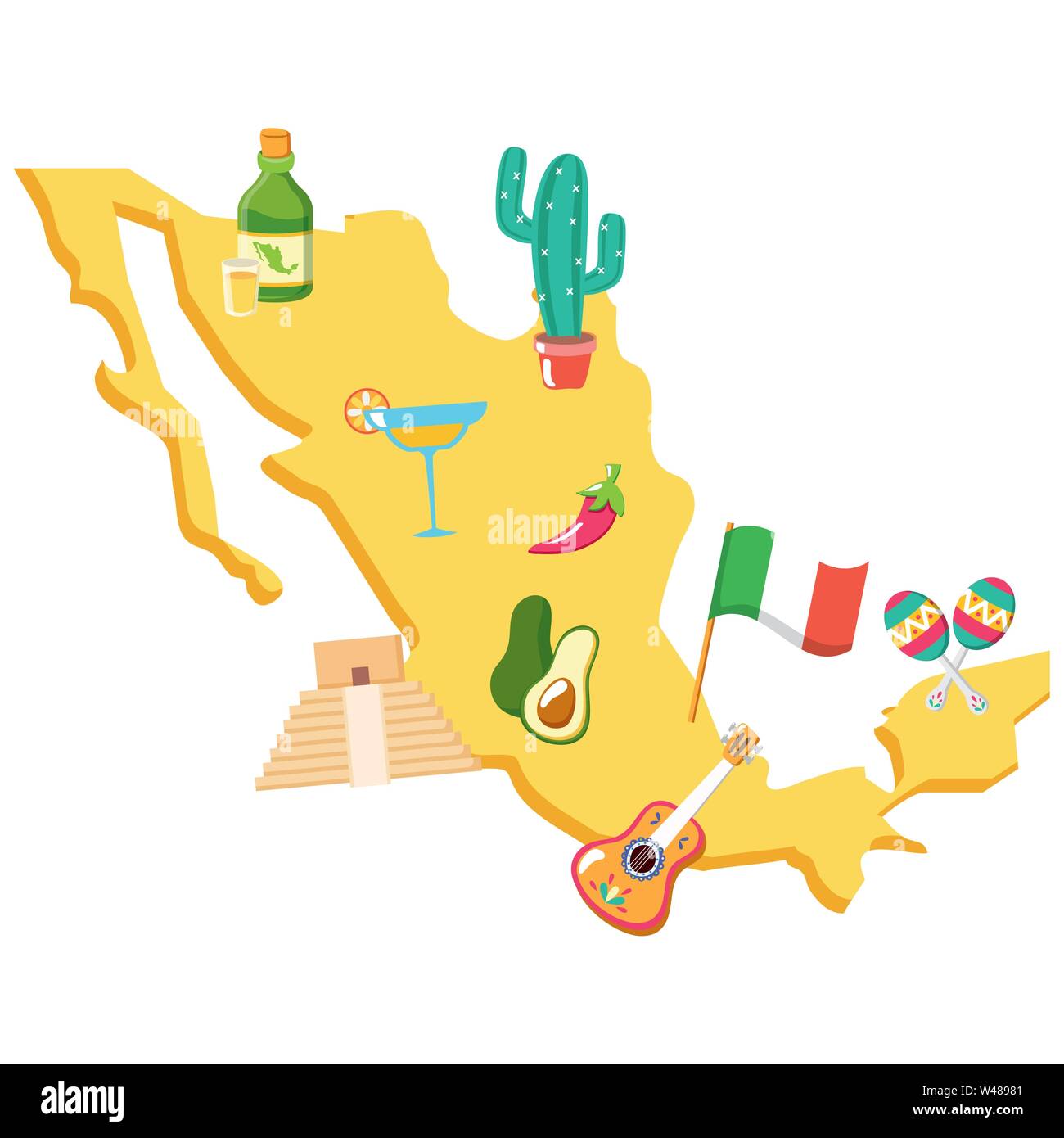 mexico map with set cultural icons Stock Vector Image & Art - Alamy