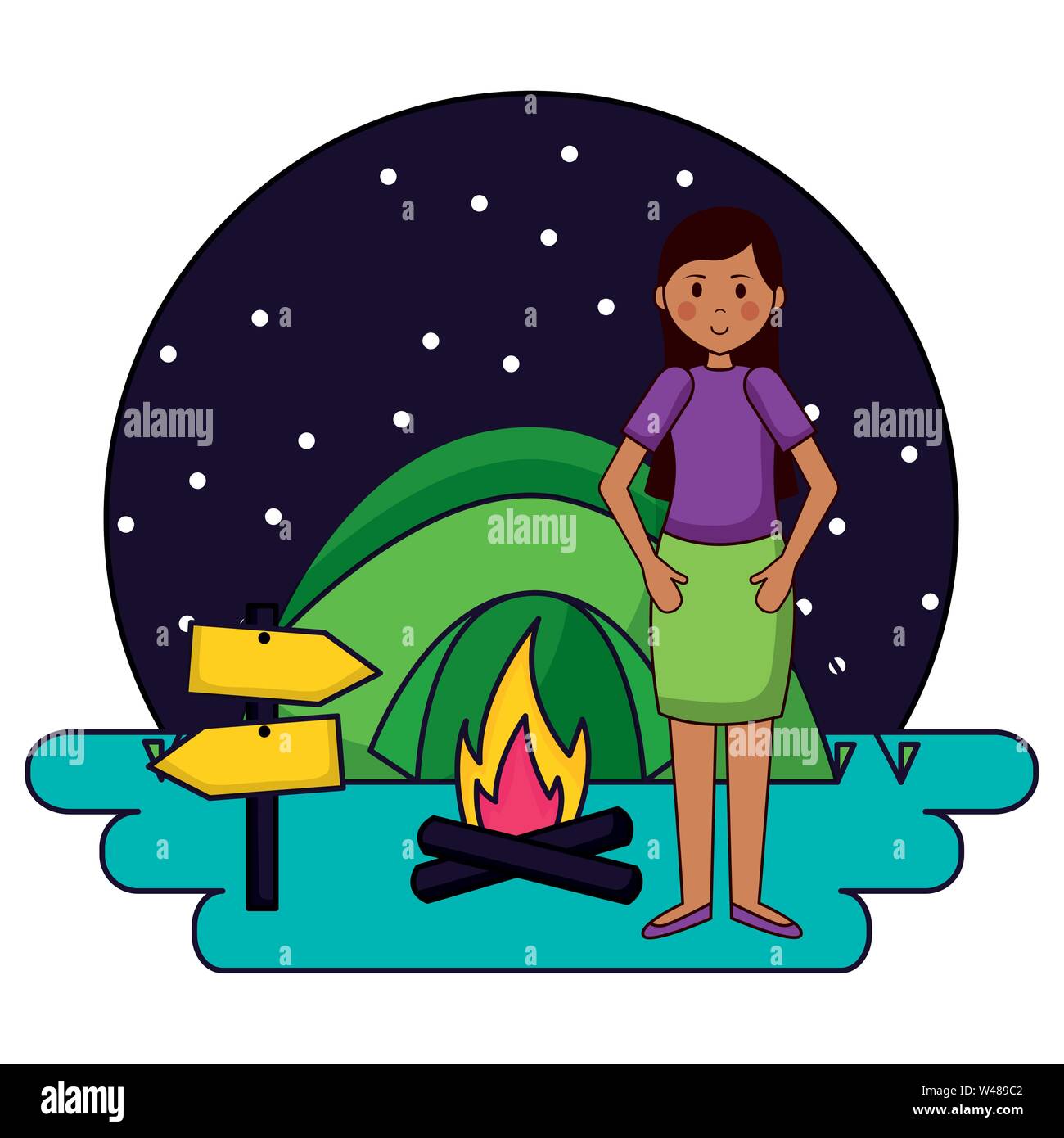 Happy camper night camp Cut Out Stock Images & Pictures - Alamy