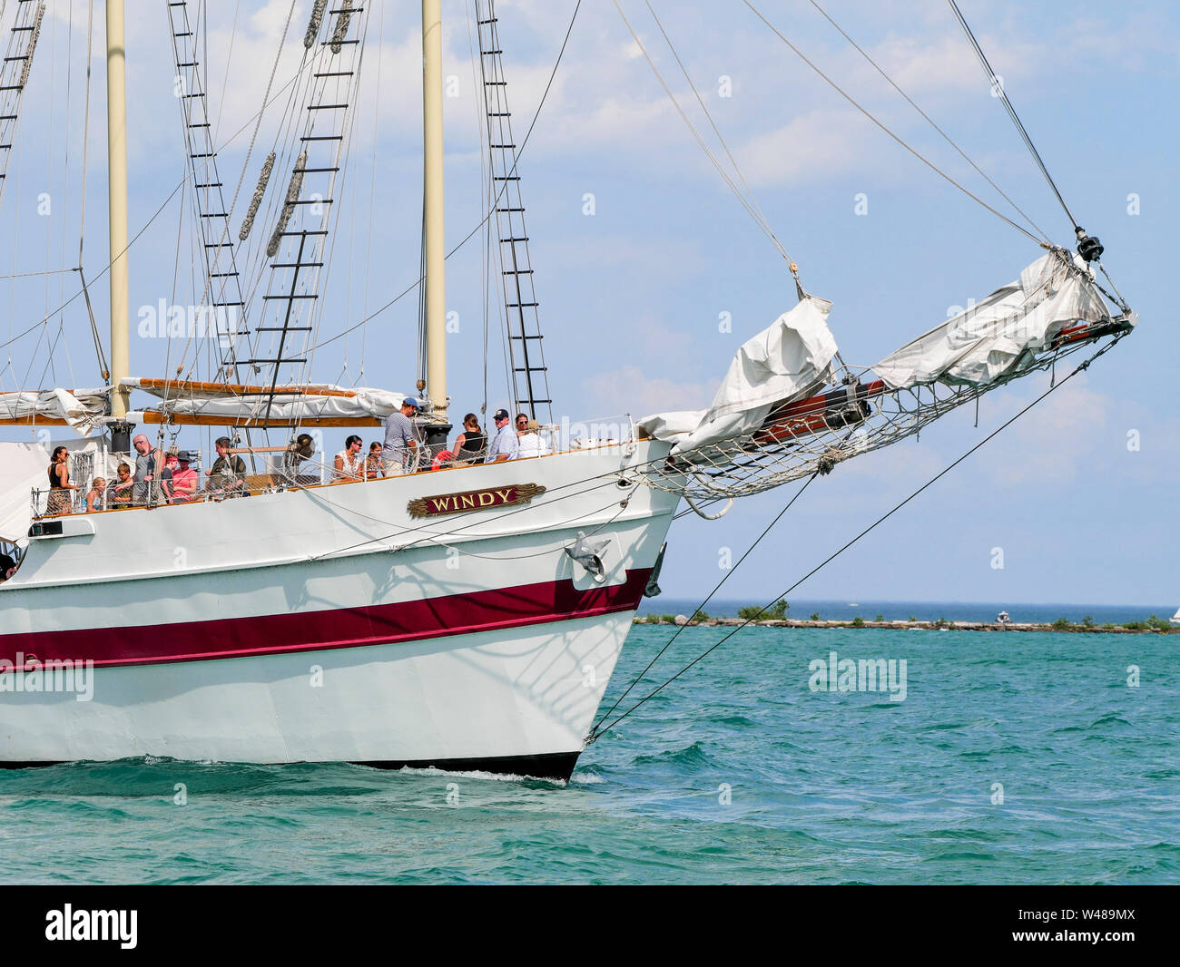 Tall Ship Windy, bow section, viewed from Navy Pier, Chicago, Illinois ...