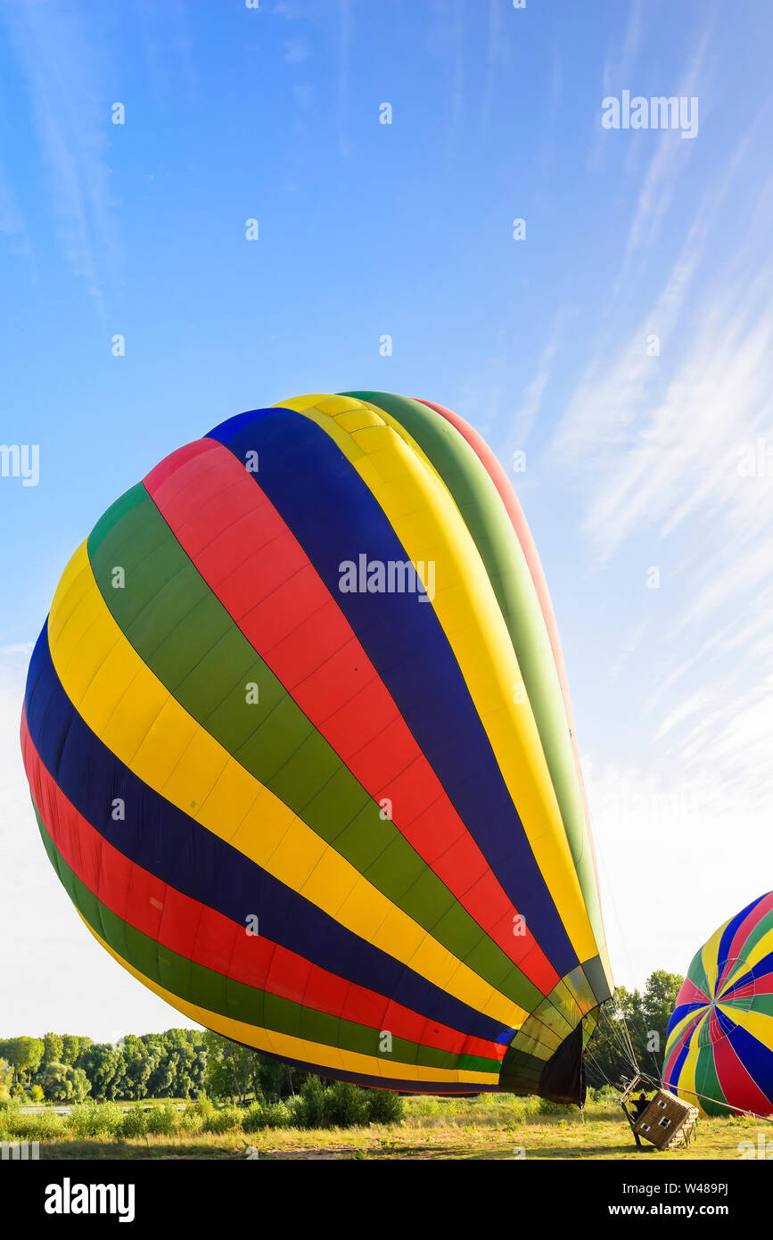 Preparation for launching balloons Stock Photo - Alamy
