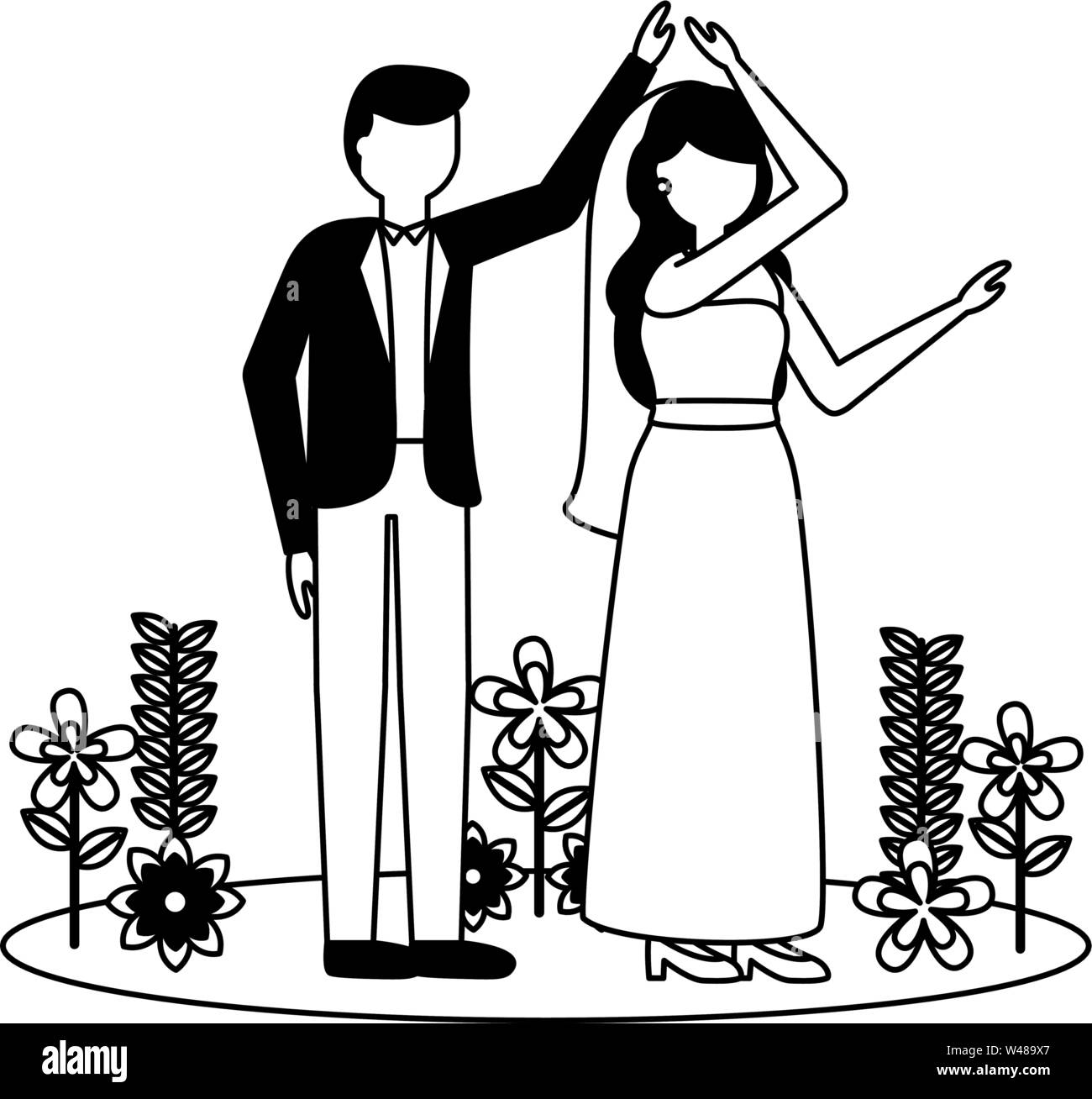 bride and groom celebrating wedding day Stock Vector Image & Art - Alamy