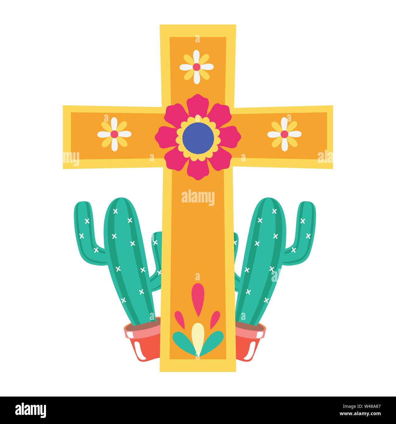 cactus plants with cross religion Stock Vector Image & Art - Alamy