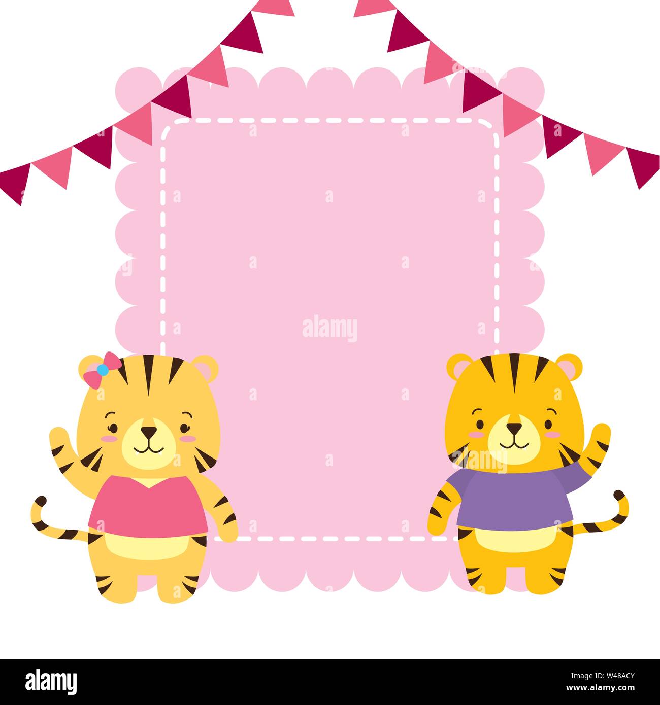 cute couple tiger animals greeting card Stock Vector Image & Art - Alamy