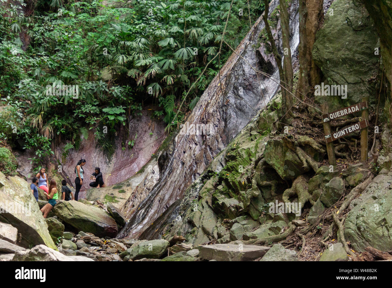 View of Quintero's Ravine or Quebrada Quintero from the iconic mountain ...