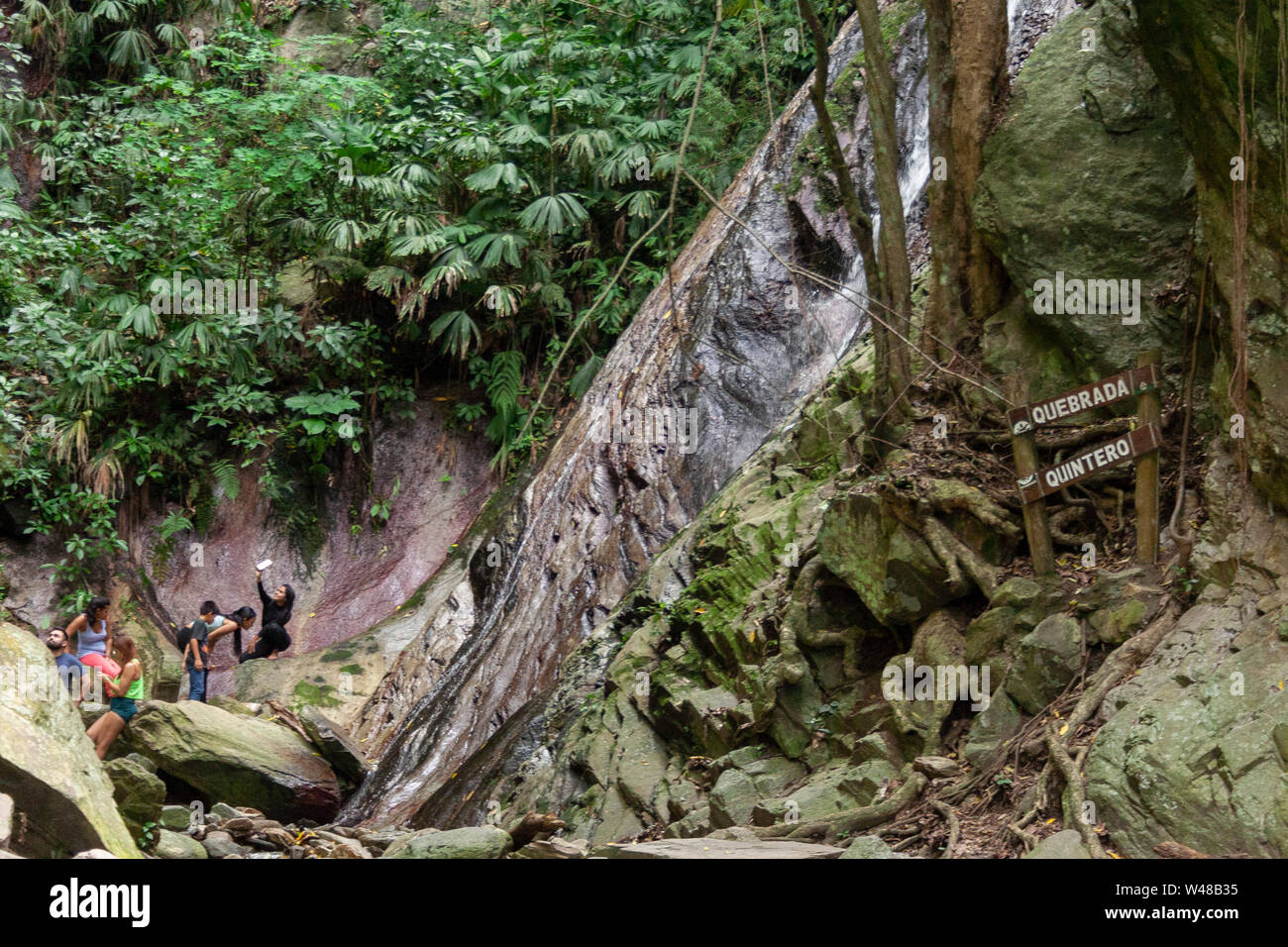 View of Quintero's Ravine or Quebrada Quintero from the iconic mountain ...