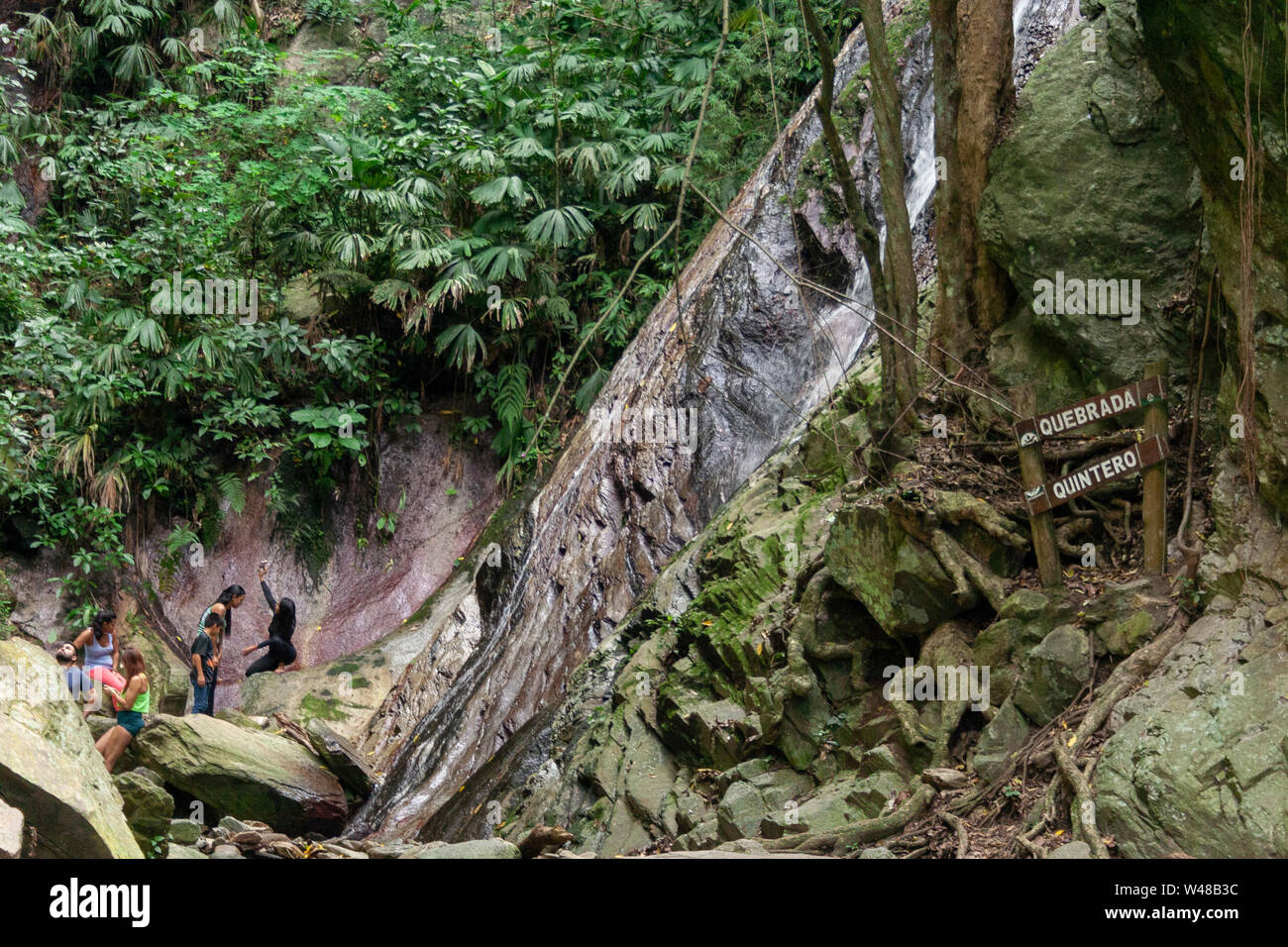 View of Quintero's Ravine or Quebrada Quintero from the iconic mountain ...
