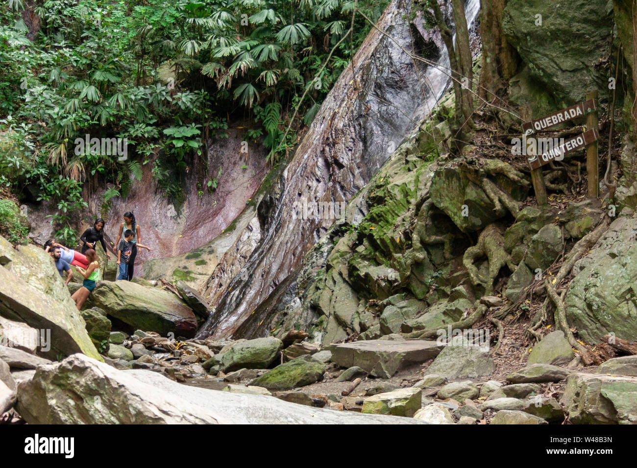 View of Quintero's Ravine or Quebrada Quintero from the iconic mountain ...