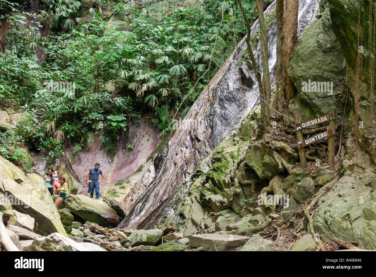 View of Quintero's Ravine or Quebrada Quintero from the iconic mountain ...