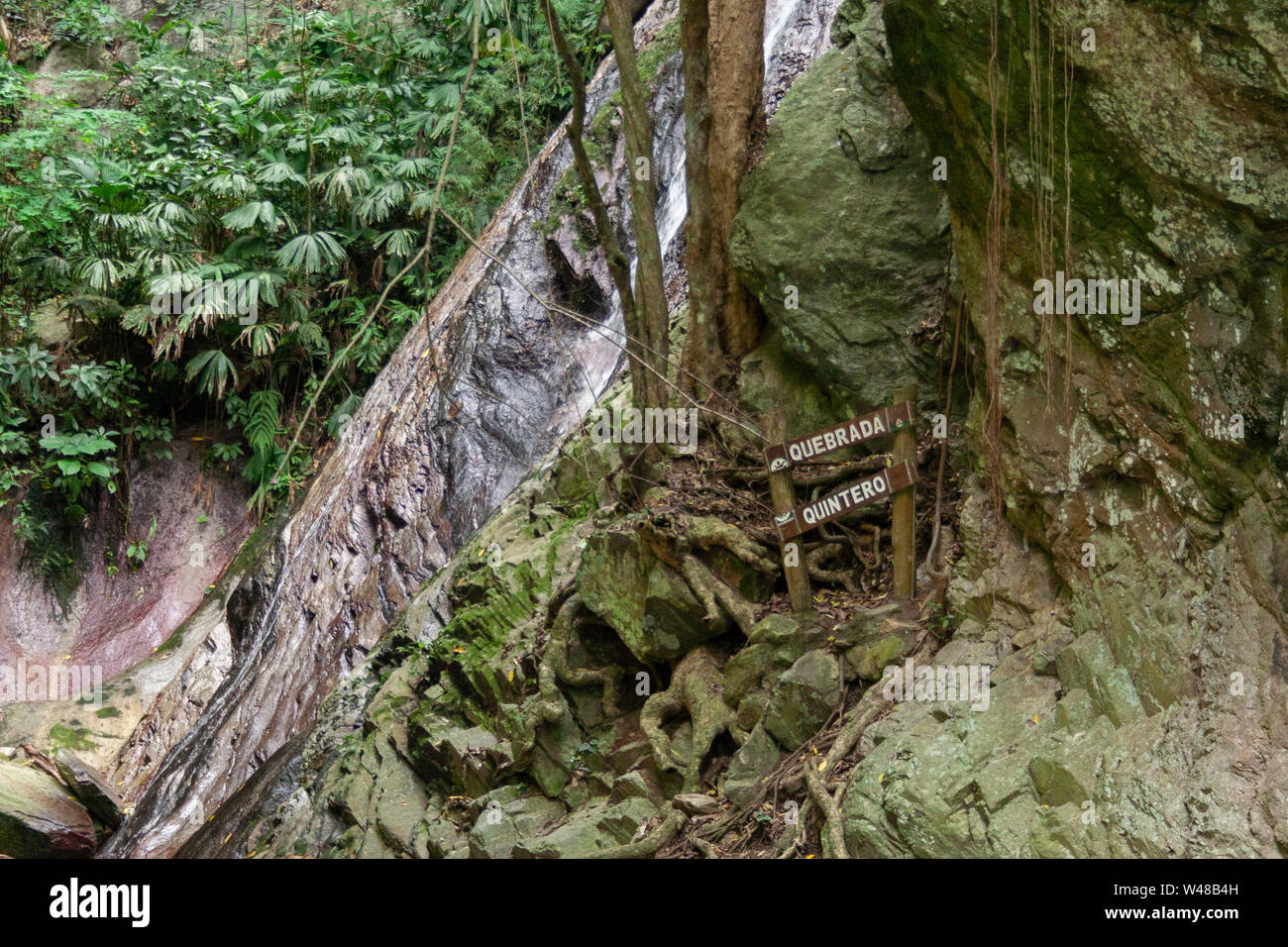 View of Quintero's Ravine or Quebrada Quintero from the iconic mountain ...