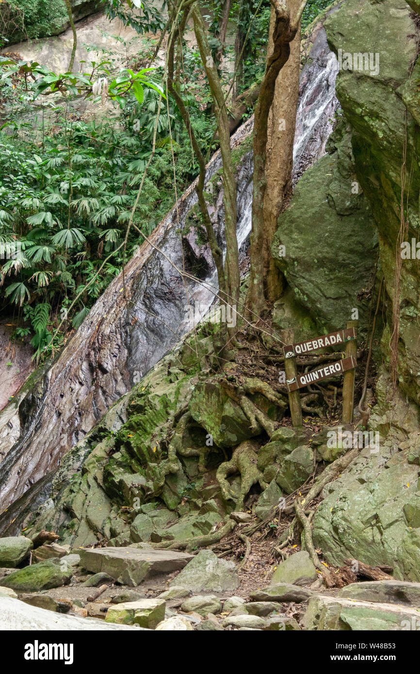 View of Quintero's Ravine or Quebrada Quintero from the iconic mountain ...