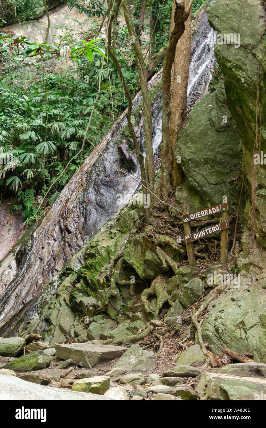 View of Quintero's Ravine or Quebrada Quintero from the iconic mountain ...