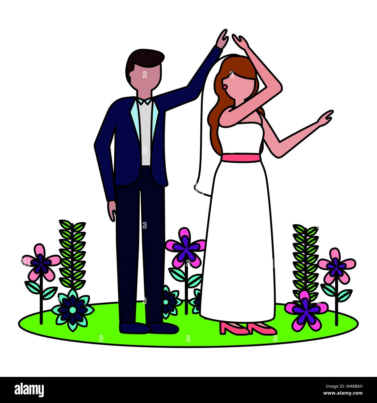 bride and groom celebrating wedding day Stock Vector Image & Art - Alamy