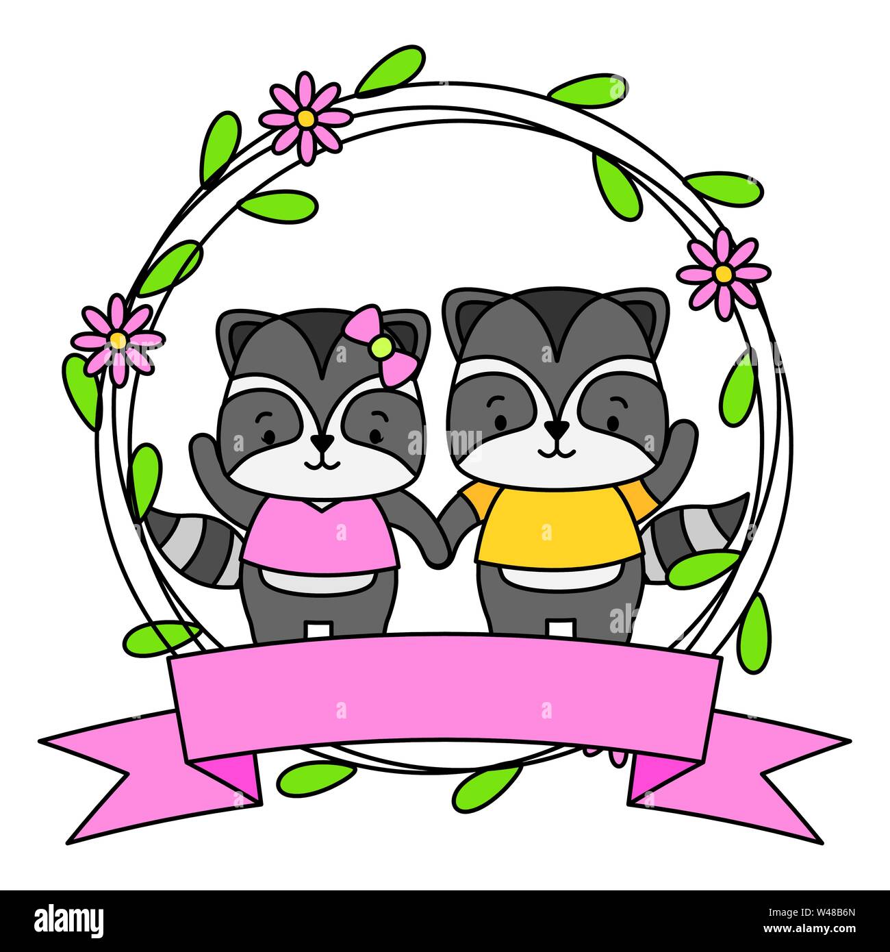 Background cute flowers leafs Cut Out Stock Images & Pictures - Alamy