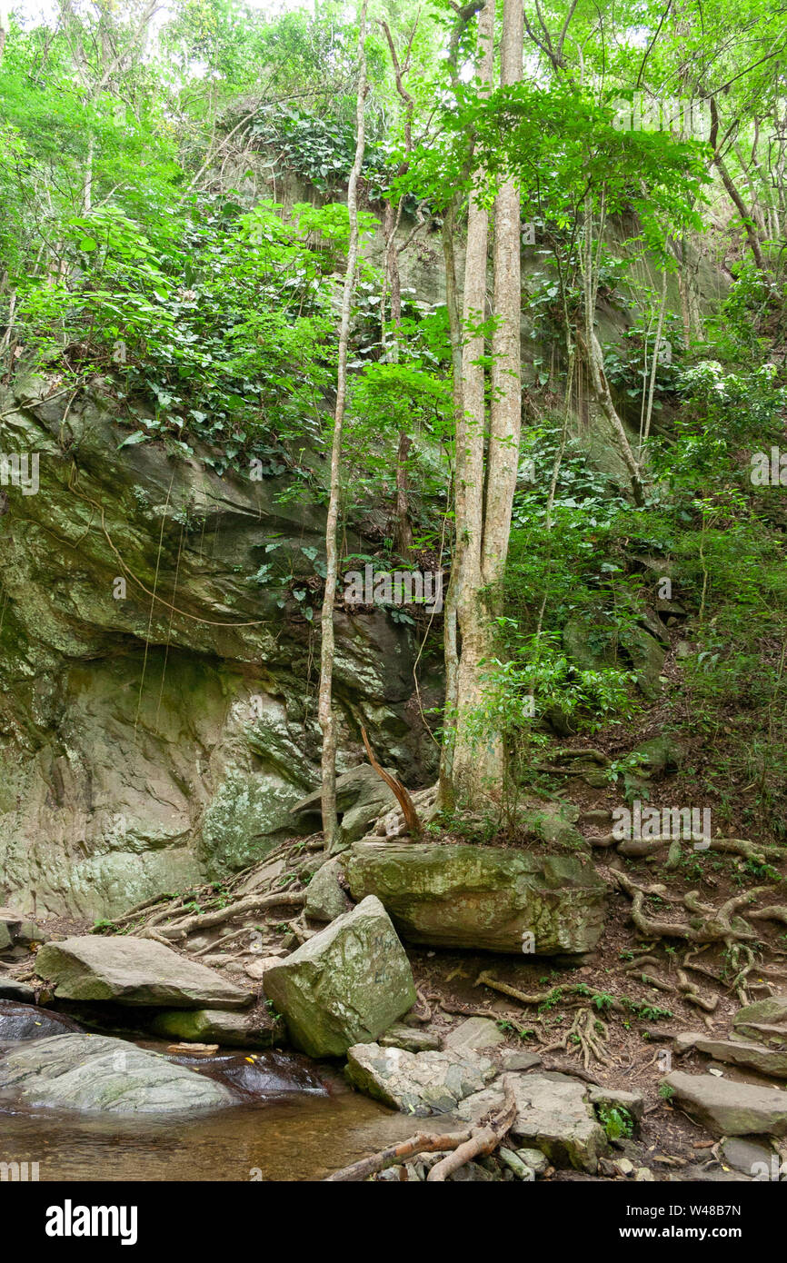 View of Quintero's Ravine or Quebrada Quintero from the iconic mountain ...