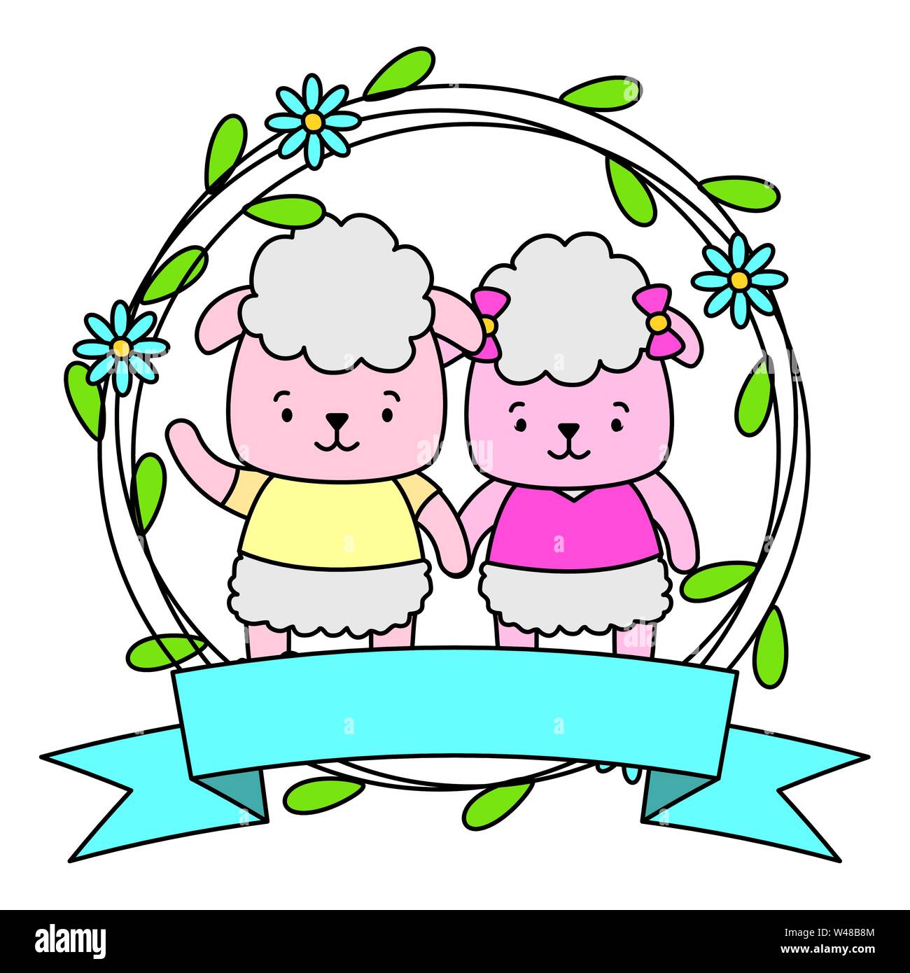 Beautiful girl wreath flowers Stock Vector Images - Alamy