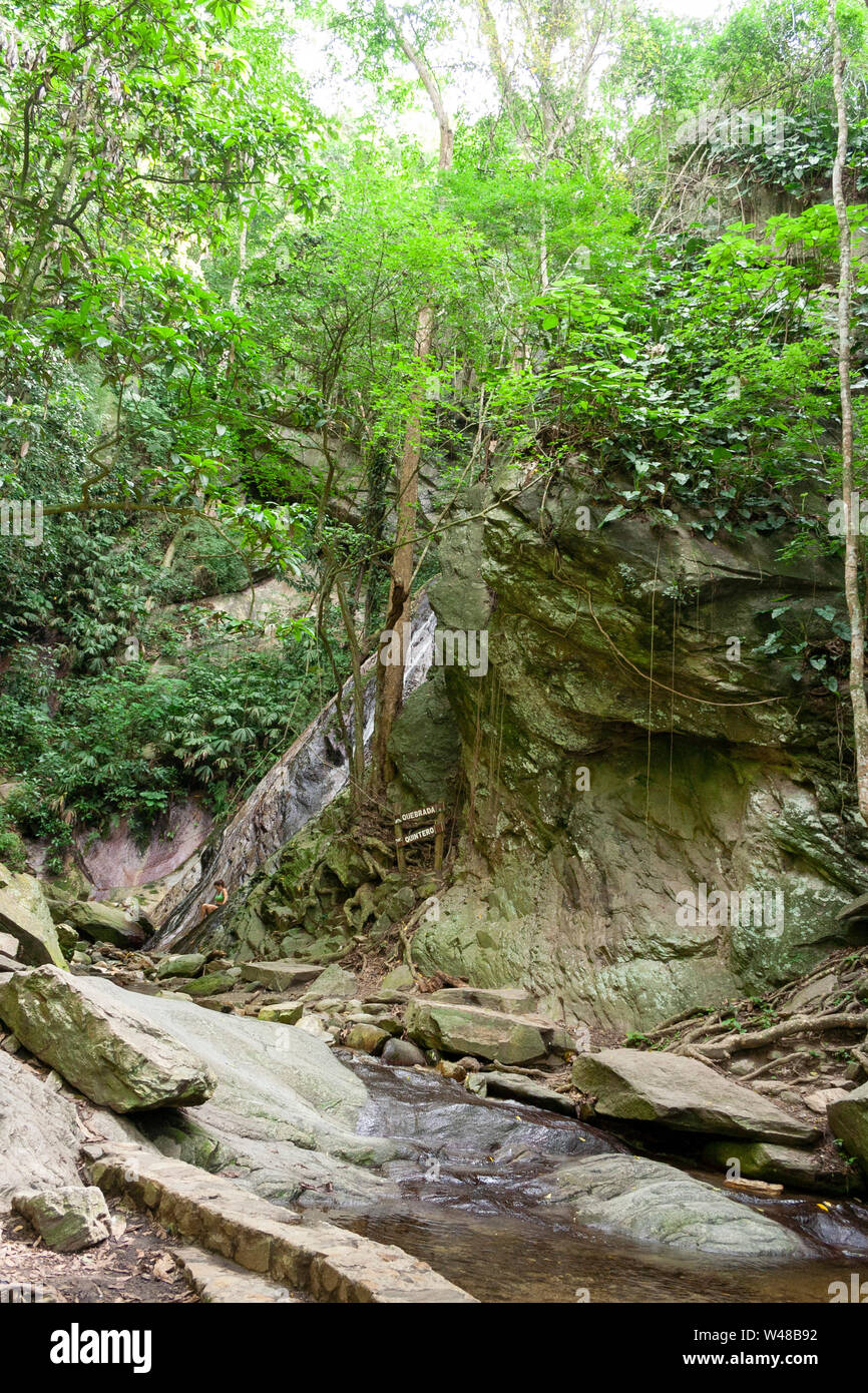 View of Quintero's Ravine or Quebrada Quintero from the iconic mountain ...