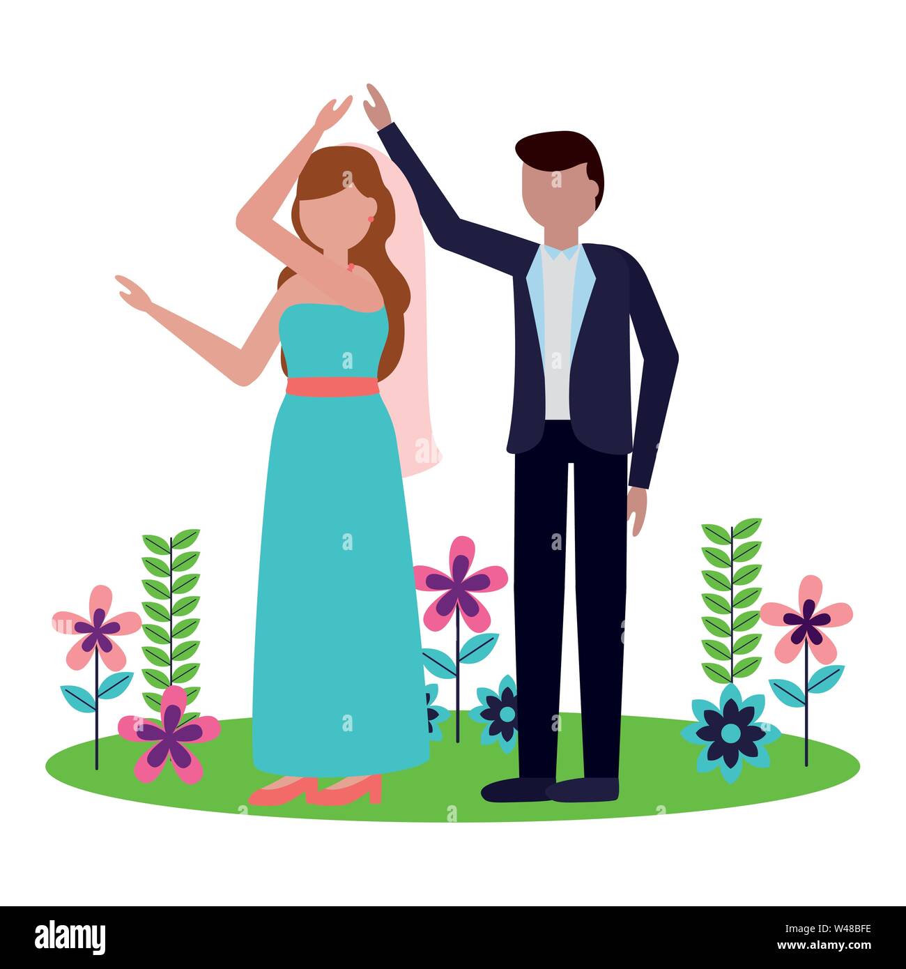 bride and groom celebrating wedding day Stock Vector Image & Art - Alamy