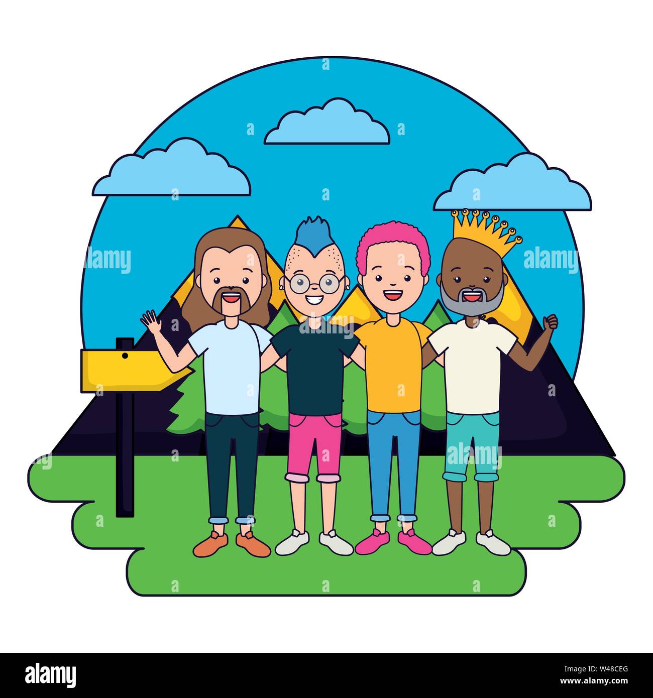 Group young people camping Stock Vector Images - Alamy