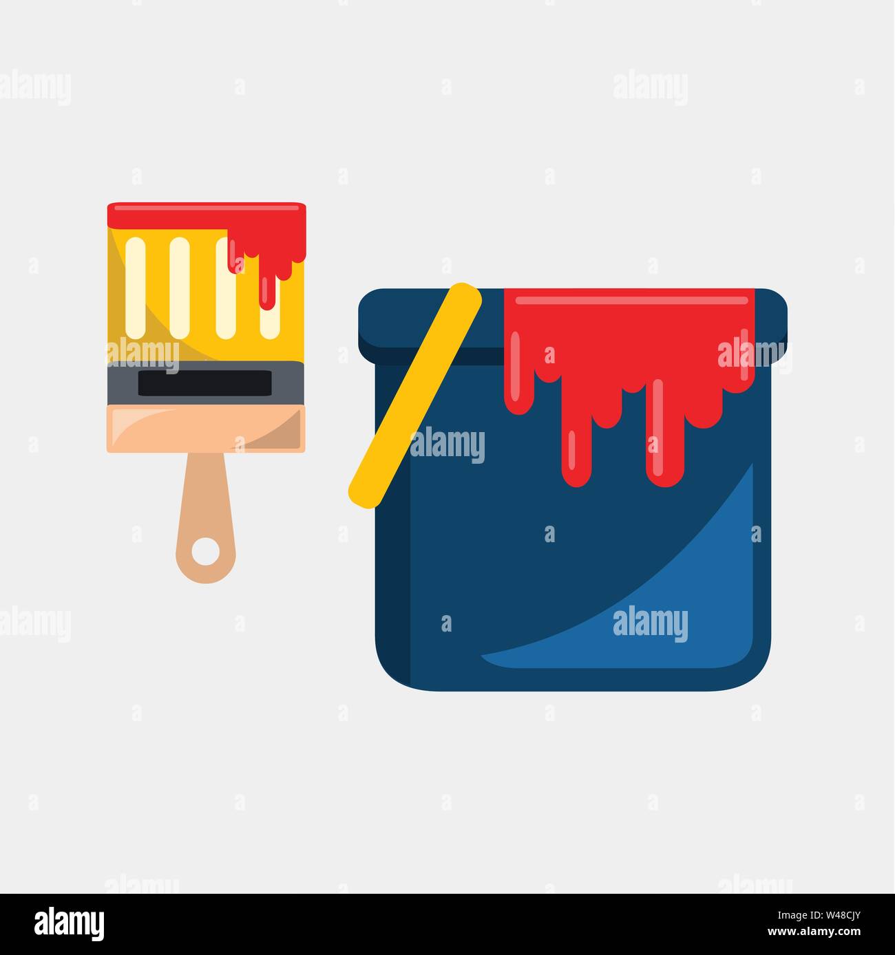paint brush with paint cans vector illustration Stock Vector Image ...