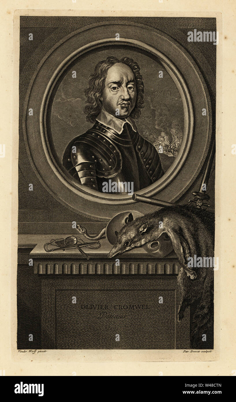 Oliver Cromwell, Lord Protector of the Commonwealth. In suit of armour ...