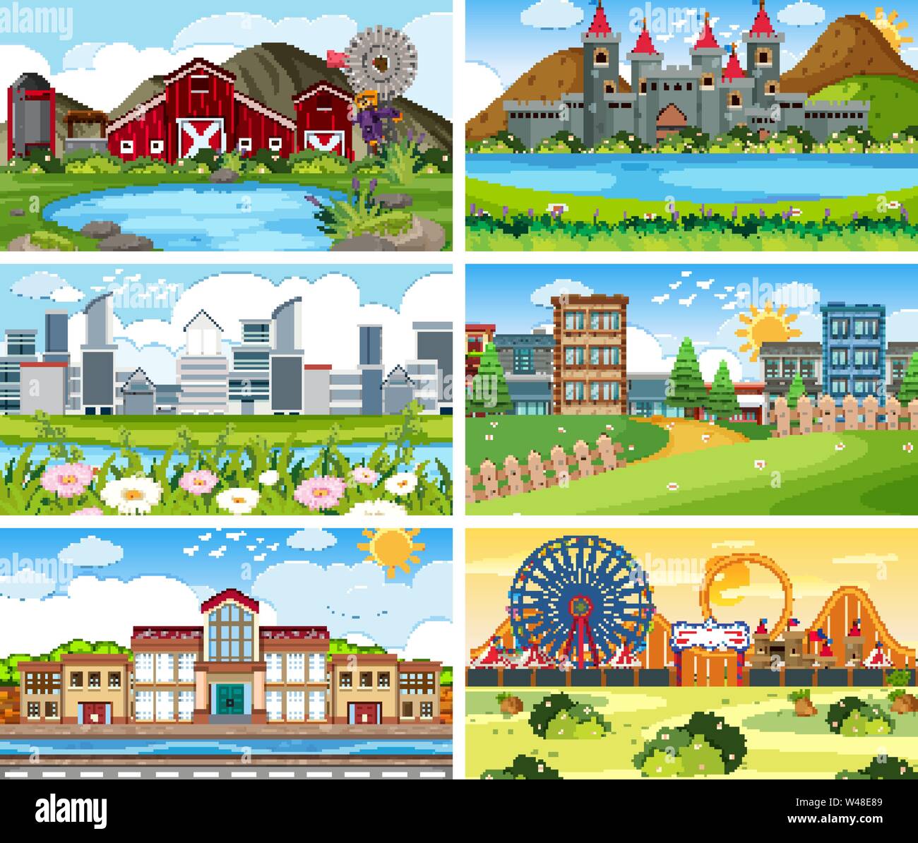 Set outdoor background scenes illustration Stock Vector Image & Art - Alamy