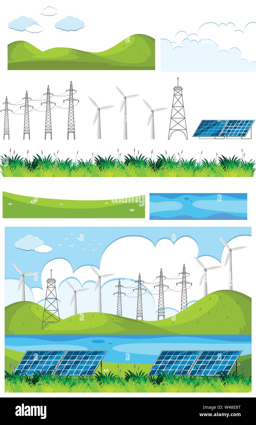 Outdoors electricity set scene illustration Stock Vector Image & Art ...